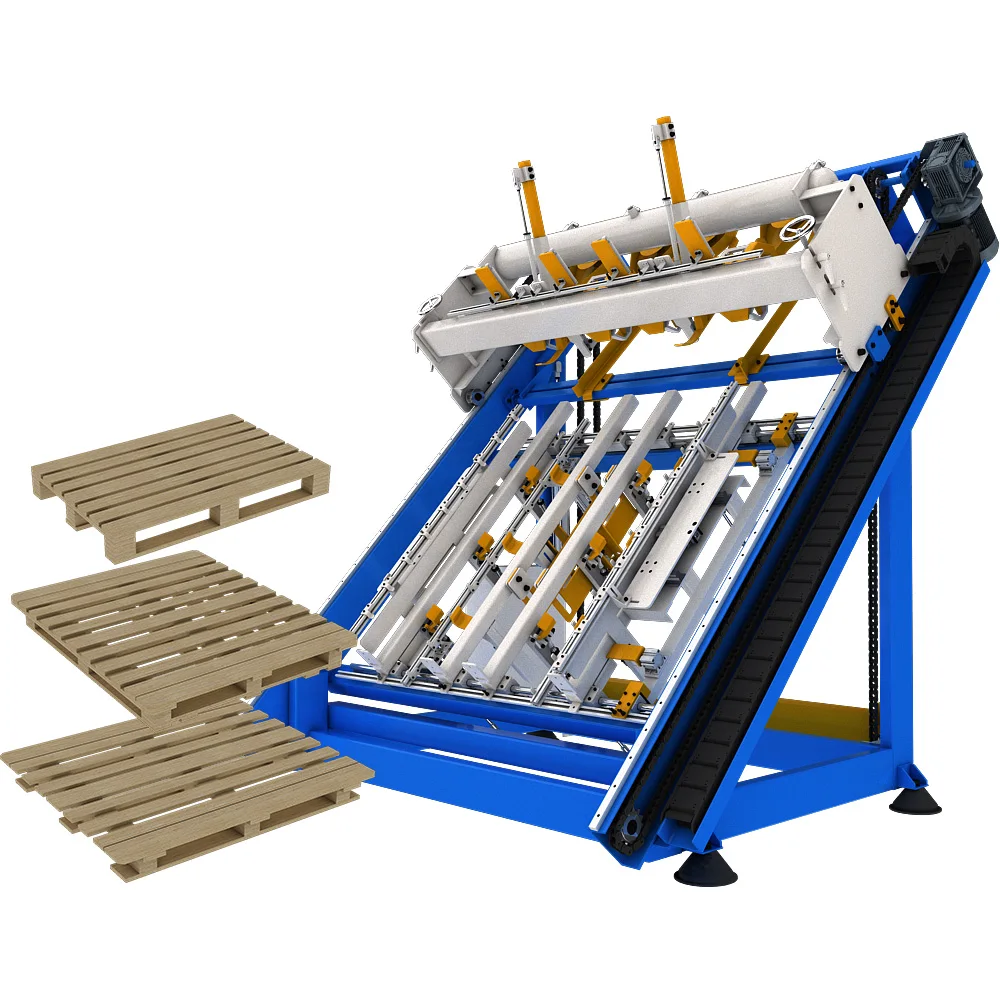 Stringer Nailing Branding Cutting Stacking Wood Pallet Making Machine ...