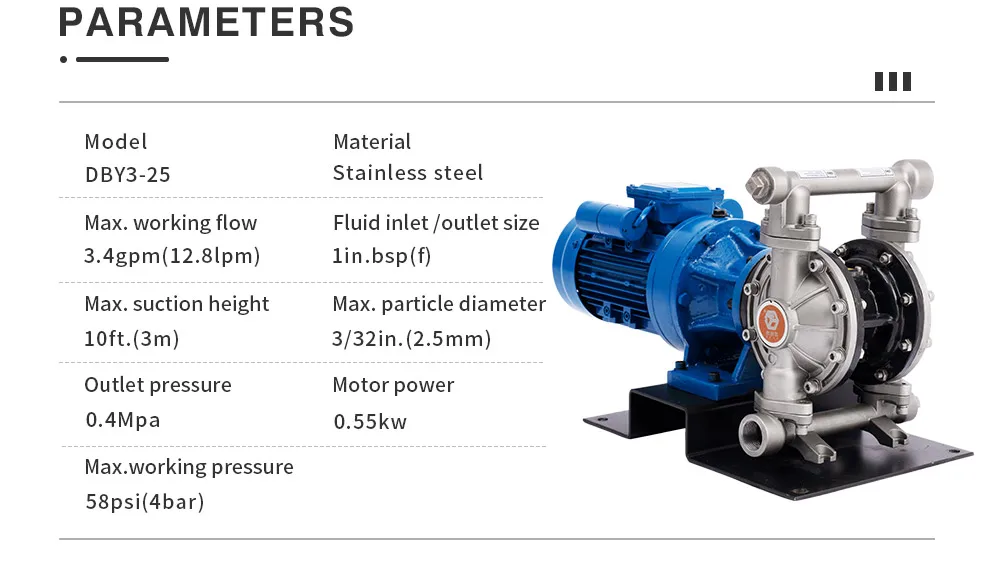 DBY3-25P Electric Diaphragm Pump_DBY_Electric Double Diaphragm Pumps_GODO PUMPS