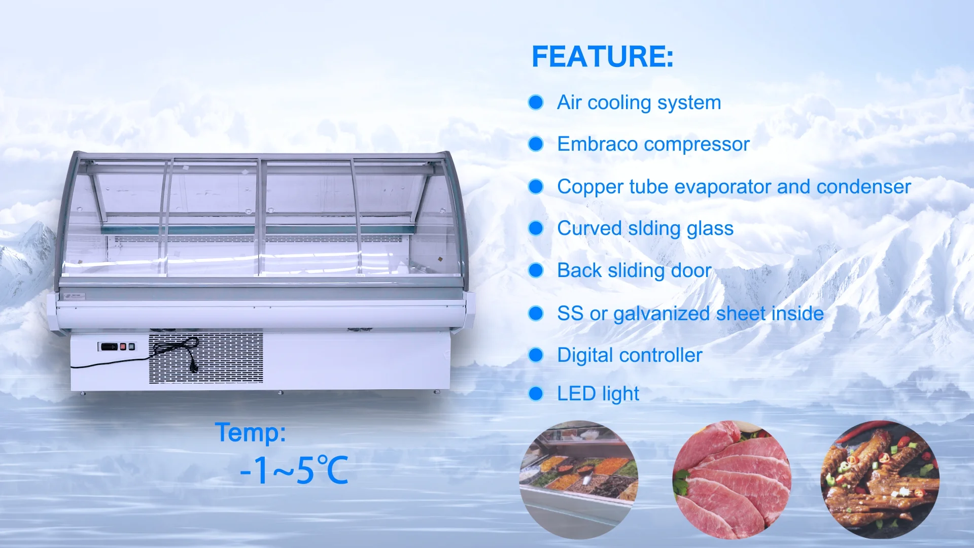 Sliding Glass Door Supermarket Meat&deli Food Display Refrigerator ...
