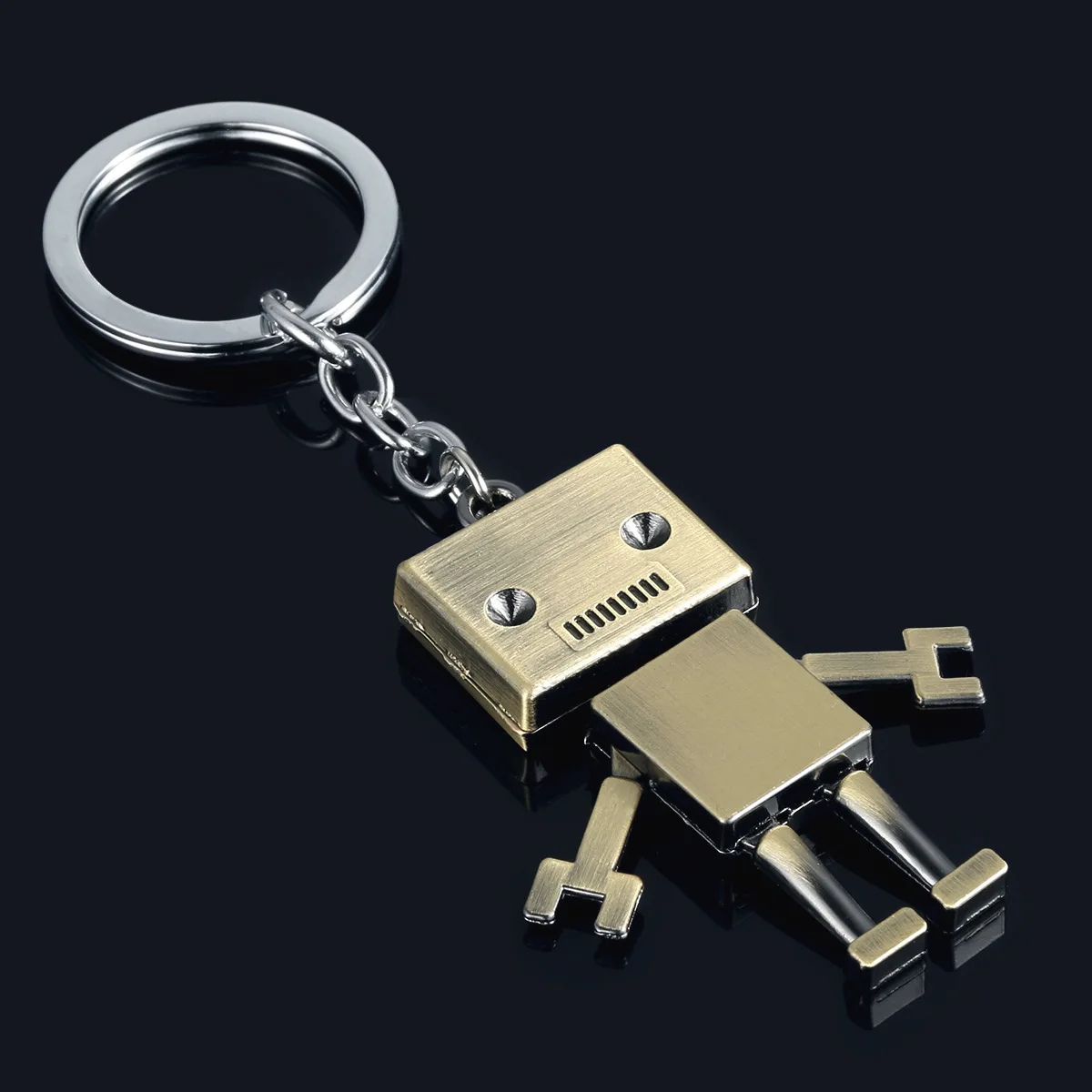 Metal Bear Pendant - Cute Robot Keychain with Movable Waist