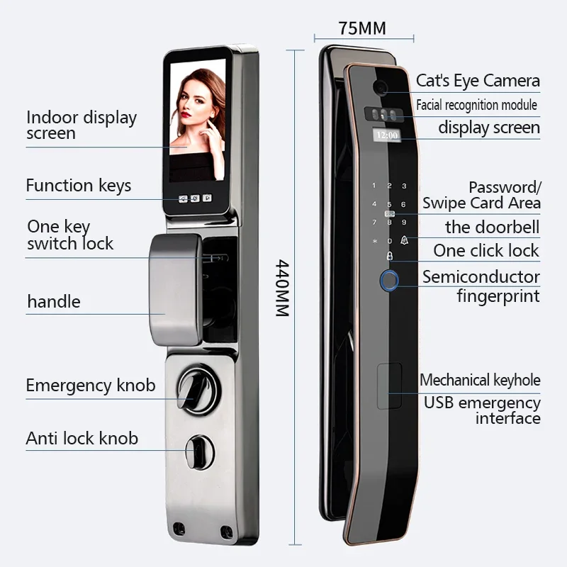 Glomarket 3d Face Recognition Door Lock Fully Automatic Tuya Remote ...