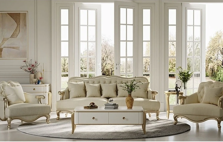 Modern European Style Sofa - Solid Wood Couch for Living Room