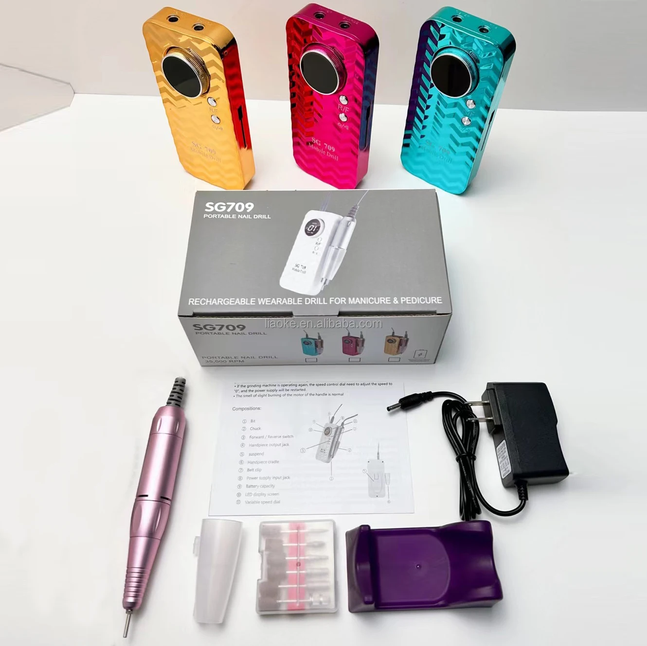 SG709 Rechargeable Nail Drill - 35000RPM for Professional Manicures