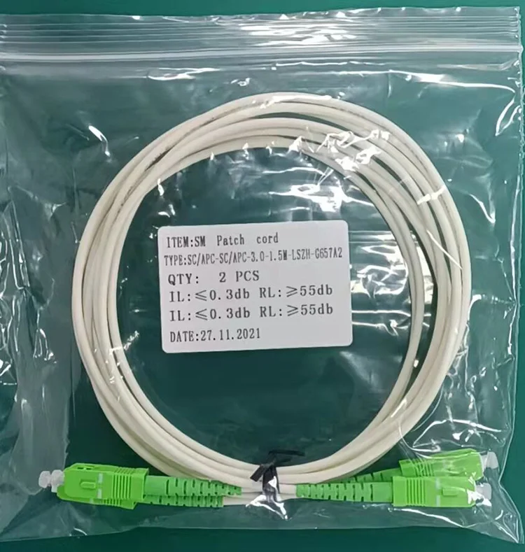 G657A2 Fiber Optic Patch Cord - 3.5m, 4m Clear Garter SC/APC