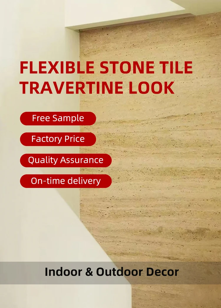 Easy Install MCM Flexible Stone Veneer Travertine Look Nature Stone 2mm ...