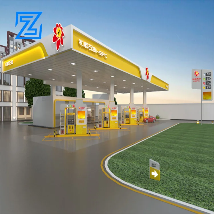 Fuel Station Set Steel Structure Space Frame Accessories Gas Filling ...