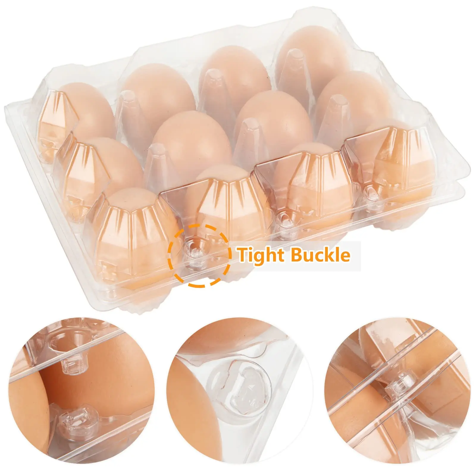 12 Holes Disposable Chicken Egg Cartons - Clear & Durable