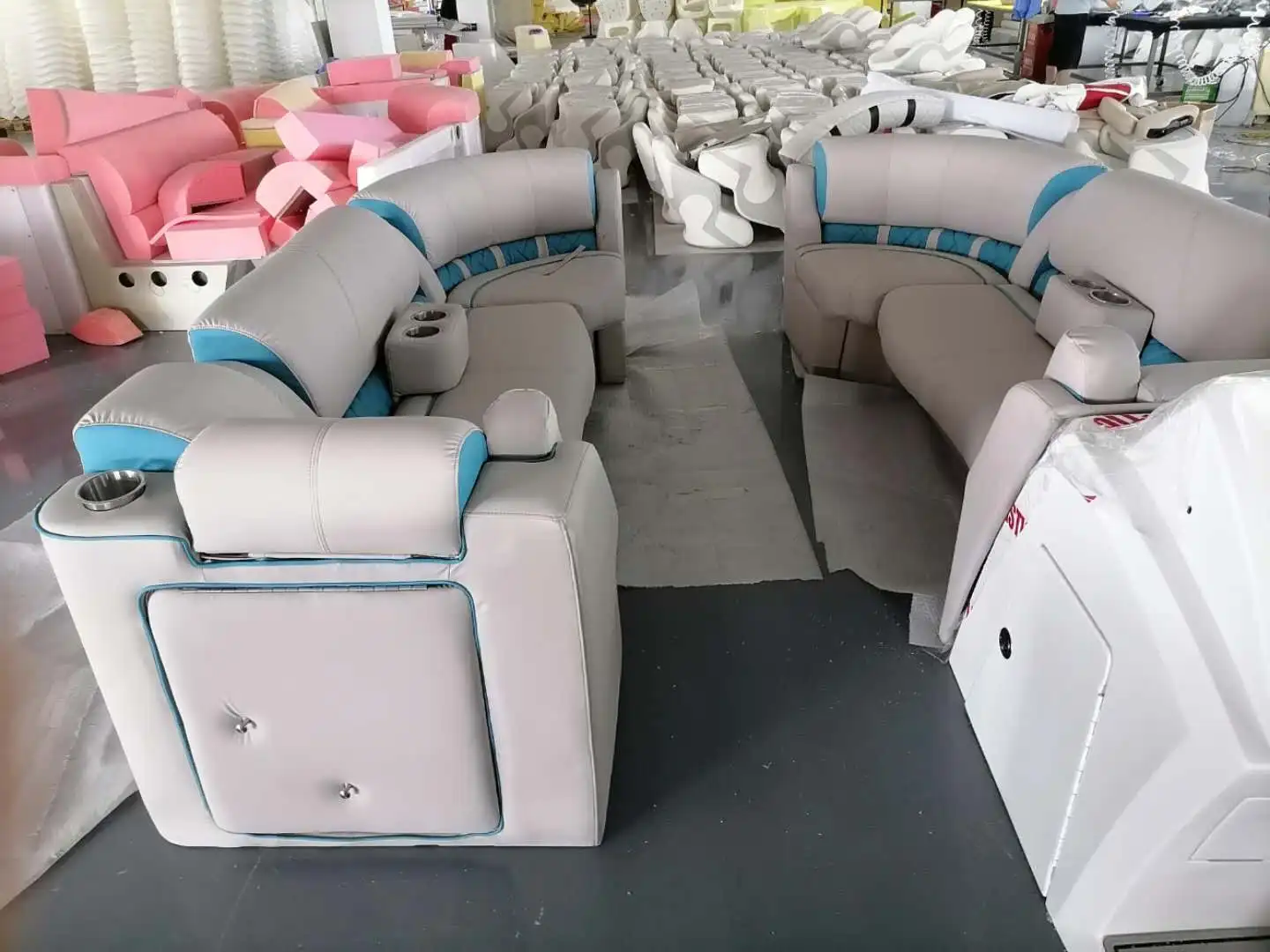 Marine High Back Recliner with Flip up Bolster Pontoon Helm Seat