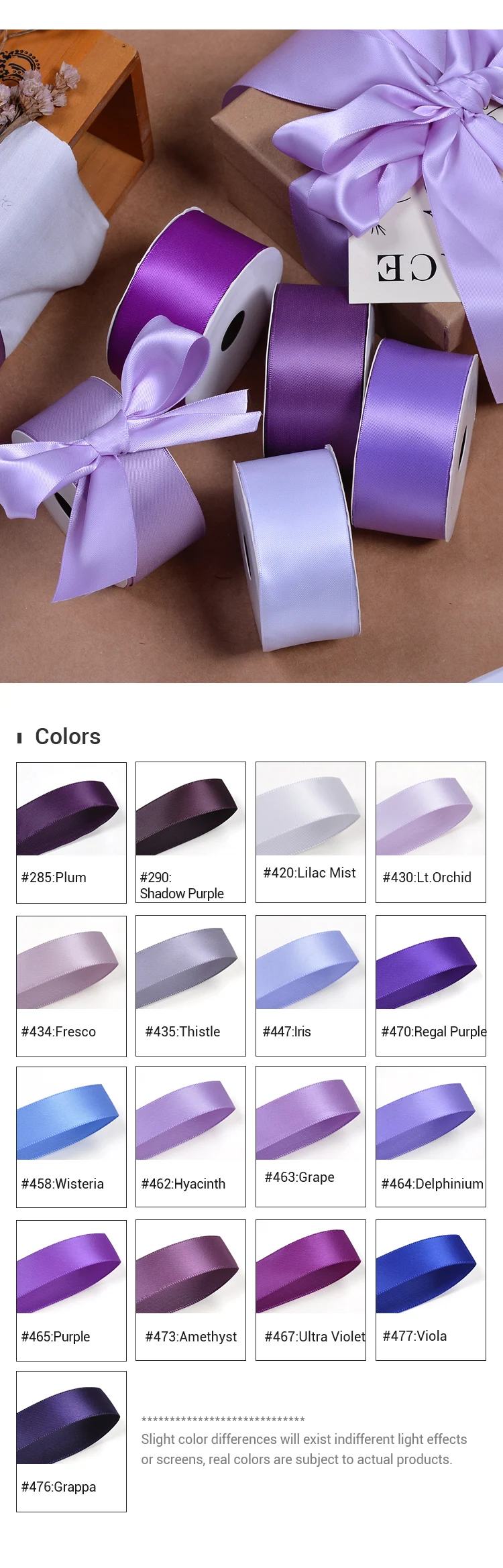 YAMA Factory Stock Ribbon - 196 Solid Colors, 100 Yards