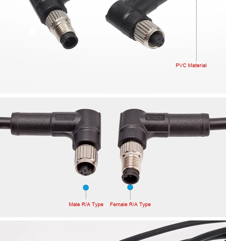 Circular Sensor M5 4Pin Female Connector Overmolded Right Angled With ...