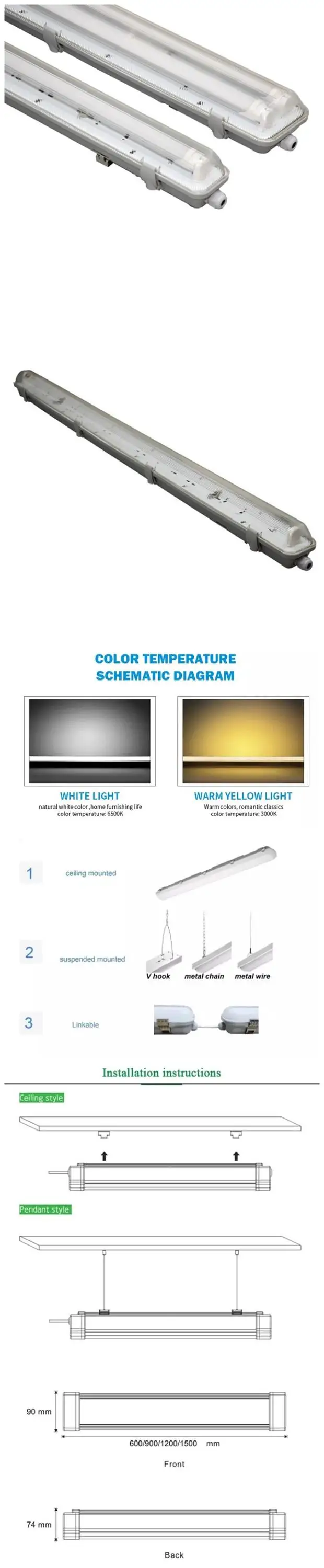 Warehouse Ip65 Waterproof 1*36w T8 Tube Triproof Light Led Lighting ...