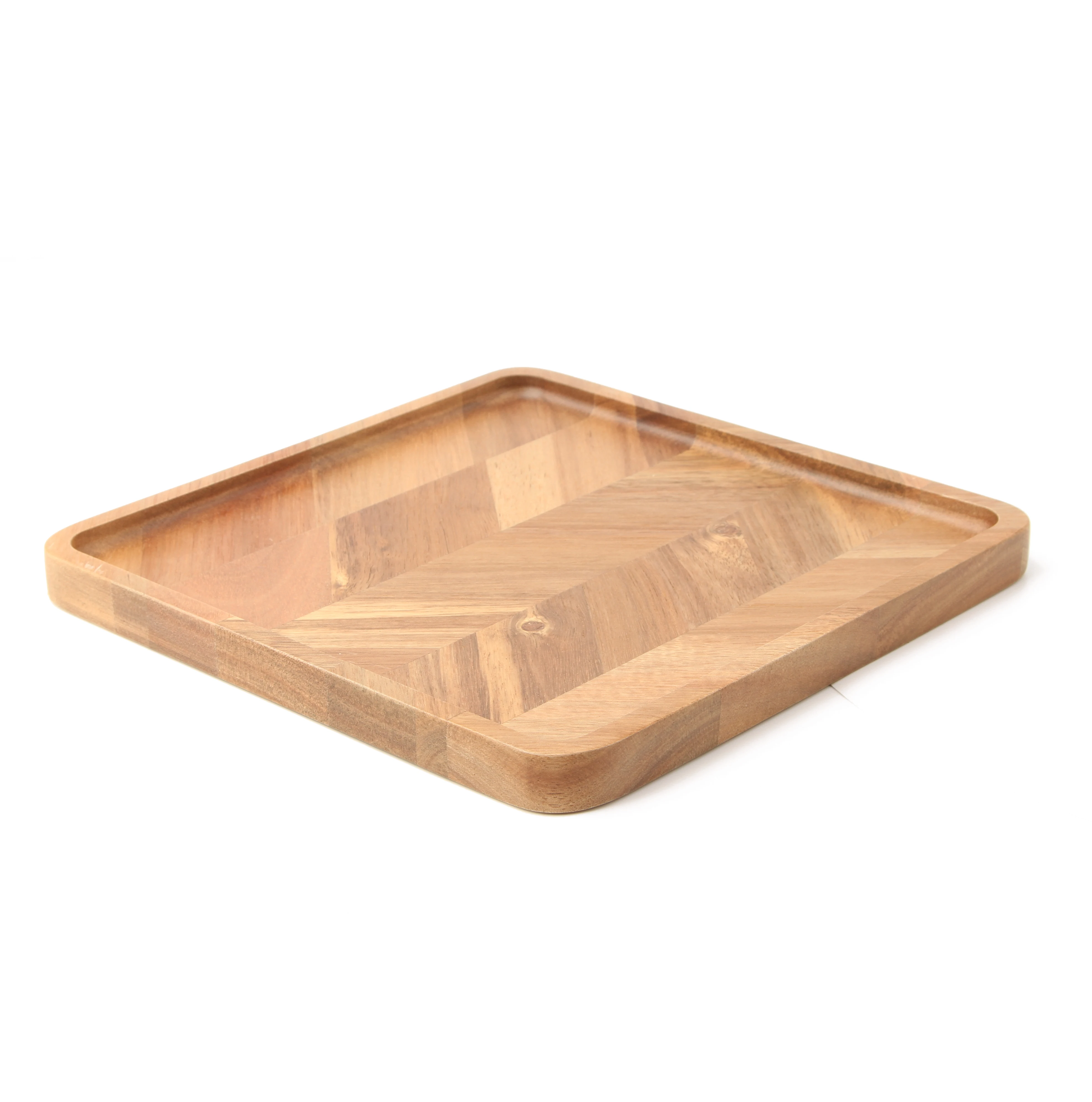 square Wooden Fish Bone Plate Dish Herringbone Serving Tray for Home ...