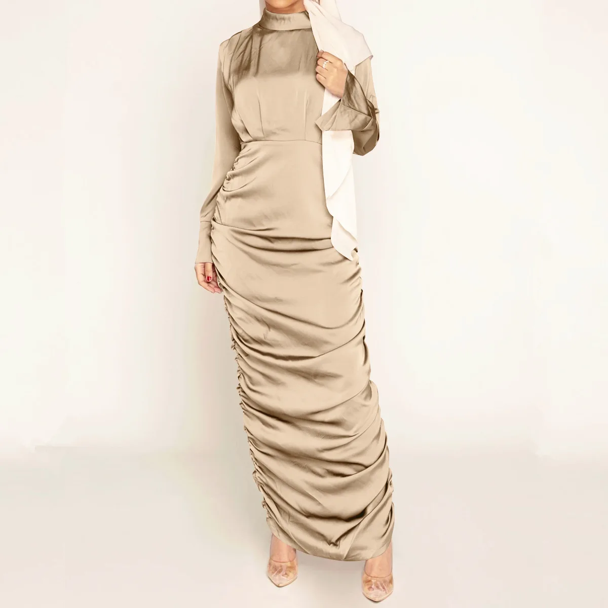 Loriya 2021 Aliexpress Satin Long Skirt Lr441 Soft Waist Drawstring ...