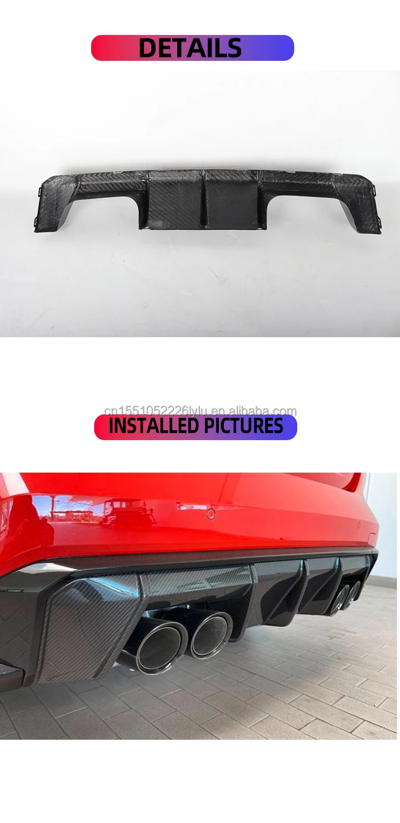 M Performance Carbon Fiber Rear BUMPER Diffuser for BMW G80 M3 G82 G83 ...