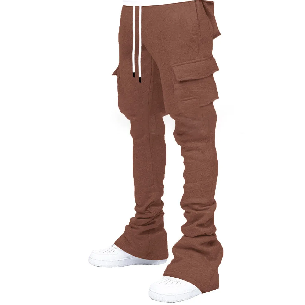 Streetwear Multi Pockets Stacked Sweatpants Slim Fitting Cotton Custom ...