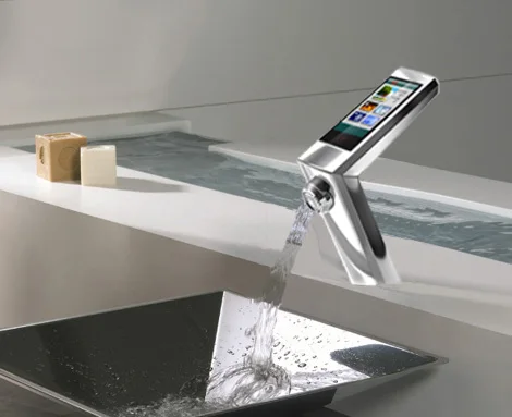 Smart Water Tap - Modern Deck Mount Bathroom Faucet with LED Display ...