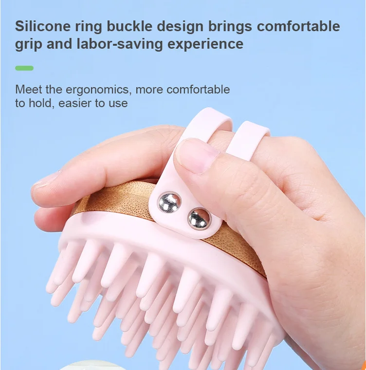 Scalp Massager Shampoo Brush Bamboo Wet And Dry Hair Scalp Care Brush Shower Brush Scalp ...