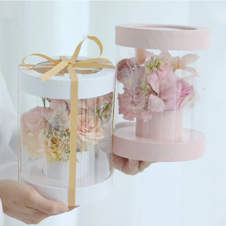 Custom Logo Luxury Pink Rose Packaging Paper Cylinder