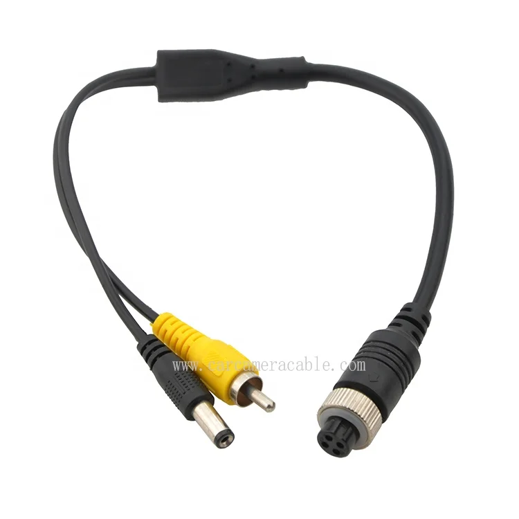 GX12 4-Pin Aviation to RCA Cable for Car Backup Cameras