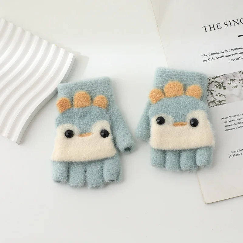Baby Winter Cartoon Penguin Glove Children Plush Warm Finger Glove Boys ...