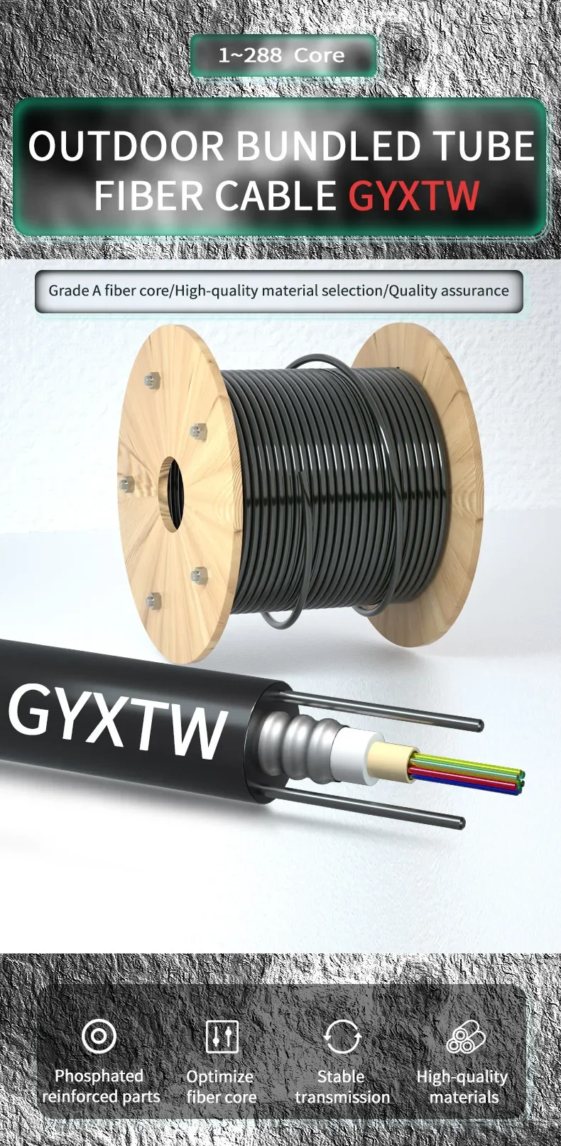 Tanghu Singlemode G652d Underground Armoured Fiber Optic Cable Outdoor ...