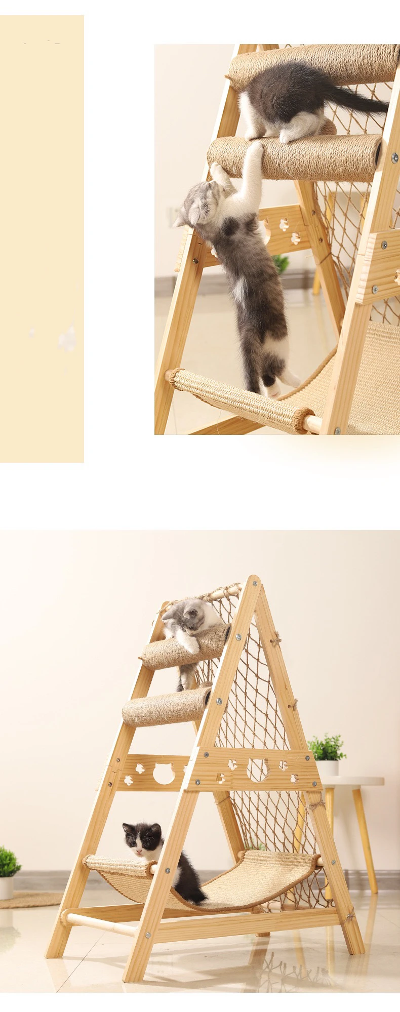 Modern Luxury Large Climbing Net Cat Climbing Frame Pet House Wood Cat ...
