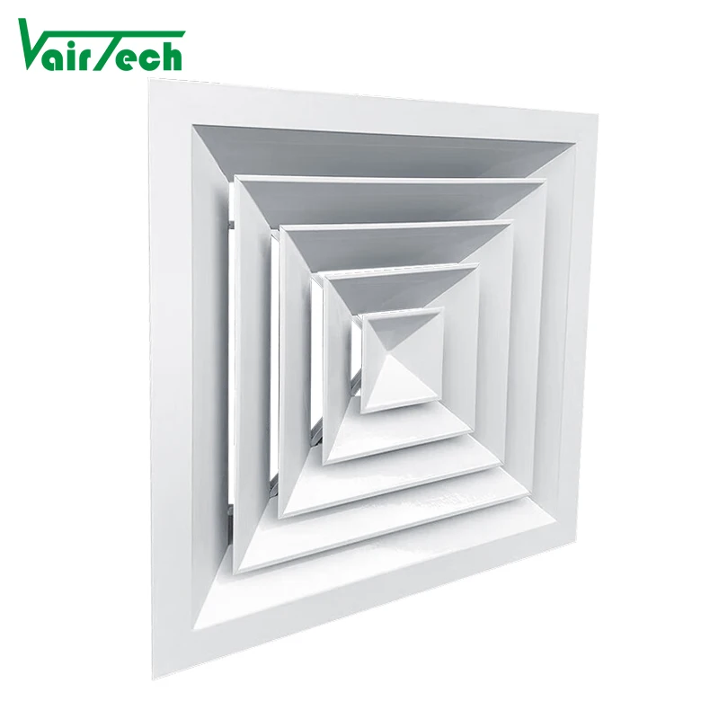4 Way Square Diffuser Ceiling Air Conditioner Square Cone Diffuser ...