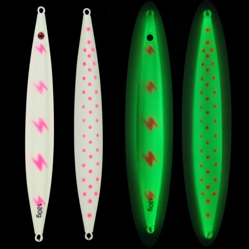 110g 130g 165g 200g Luminous Slow Pitch Sinking Metal Jigs Lures Casting Jigging Fishing Bait ...