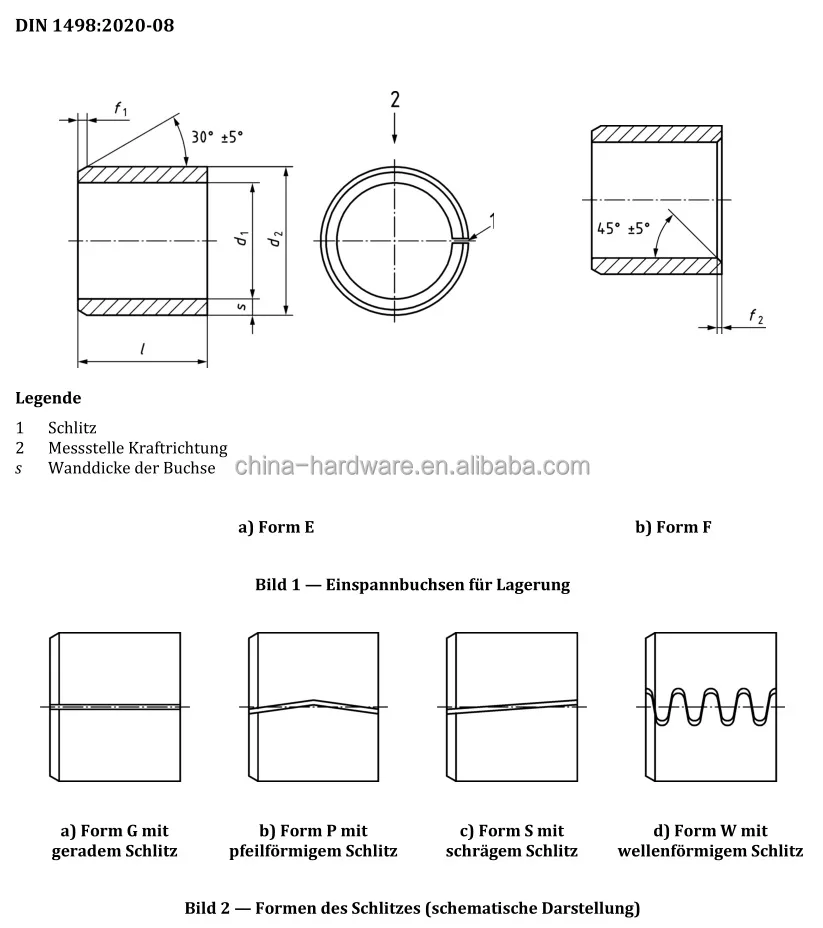 DIN 1498 Spring Steel Bushing - Hardened Steel Tension Bush