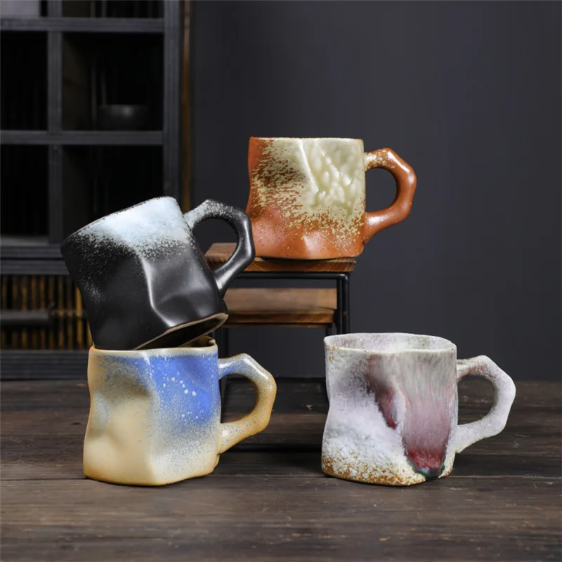 Retro Irregular Geometric Shapes Ceramic Stoneware Coffee Mugs with ...