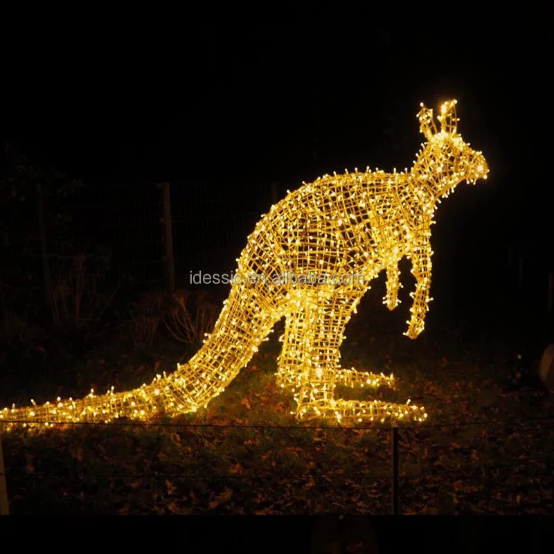 Outdoor 3d Illuminated Led Lighted Kangaroo Decoration Animal Sculpture ...