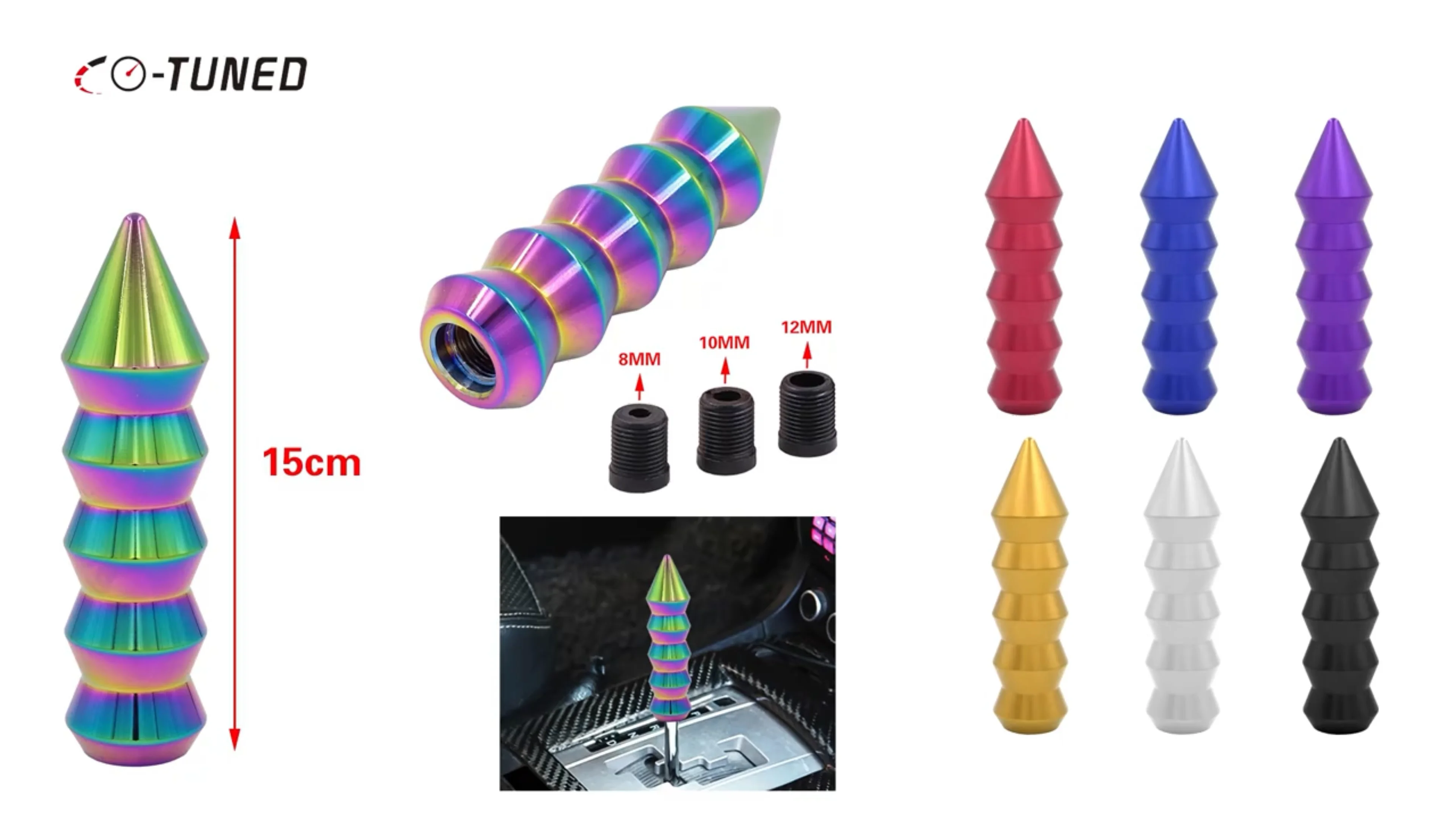 Jdm Universal Aluminum Spike Neo Chrome Shift Knob High-quality Short Throw Shifter Lever 10x1 ...