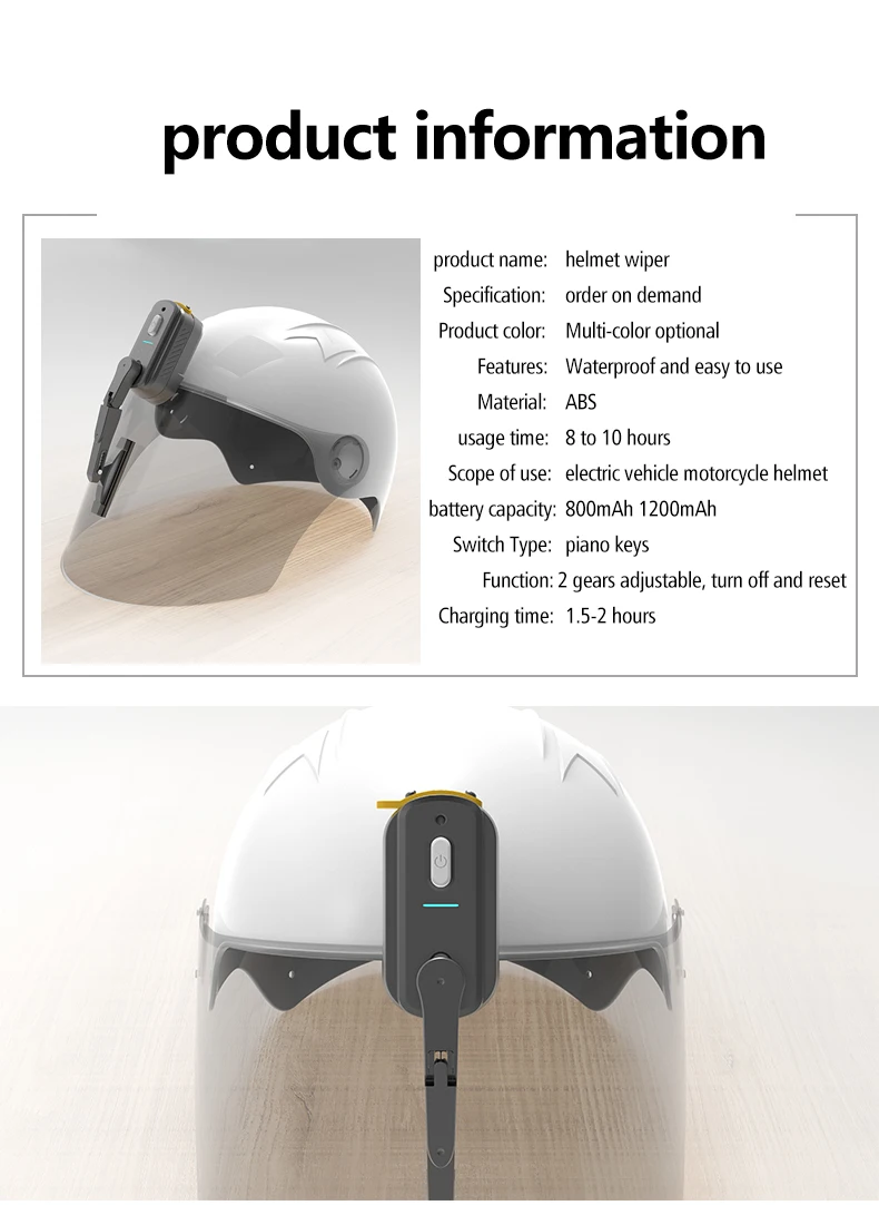 2023 Rechargeable Motorcycle Helmet Wiper Universal Waterproof Helmet ...