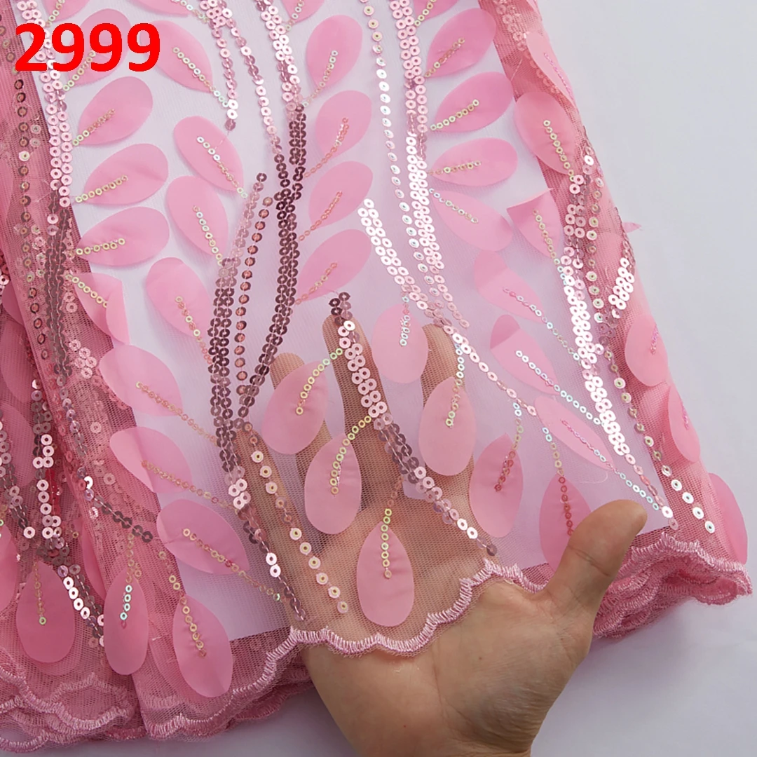 2999 Pink African Lace Fabric - Elegant for Brides & More