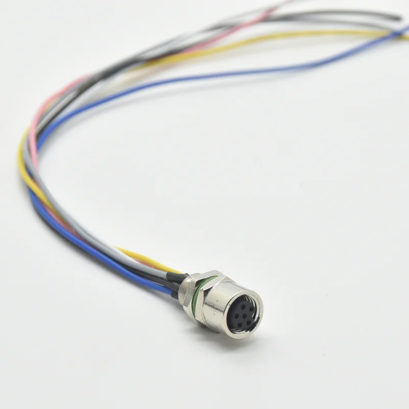 Round 6pin Female Panel Mount Socket Wire Ip67 Waterproof M8 Connector ...