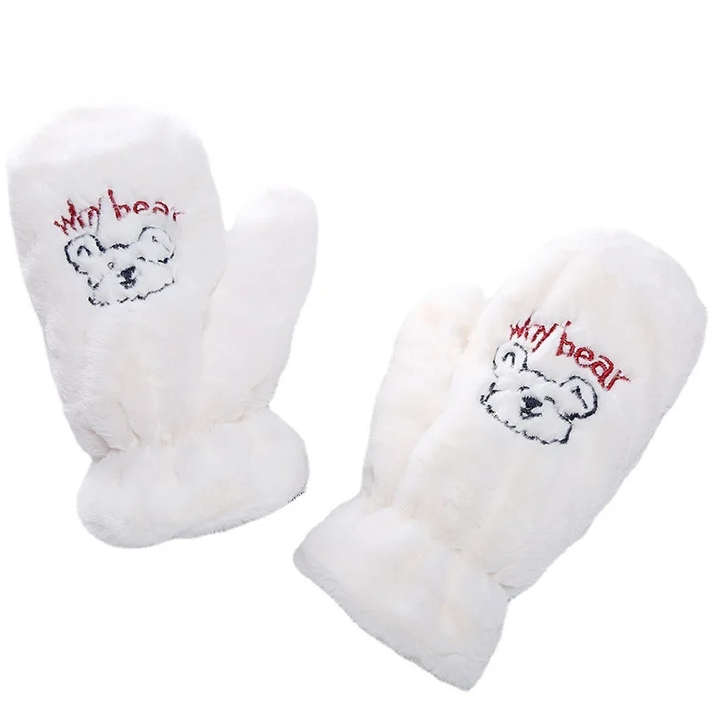 Wholesale Female Winter Cute Warm Plush Thick Bear Full Finger Mittens ...