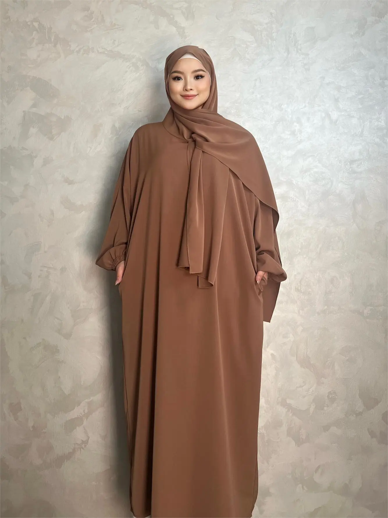 LM014 Butterfly Abaya Hijab 2 Pieces Set - Maternity Friendly