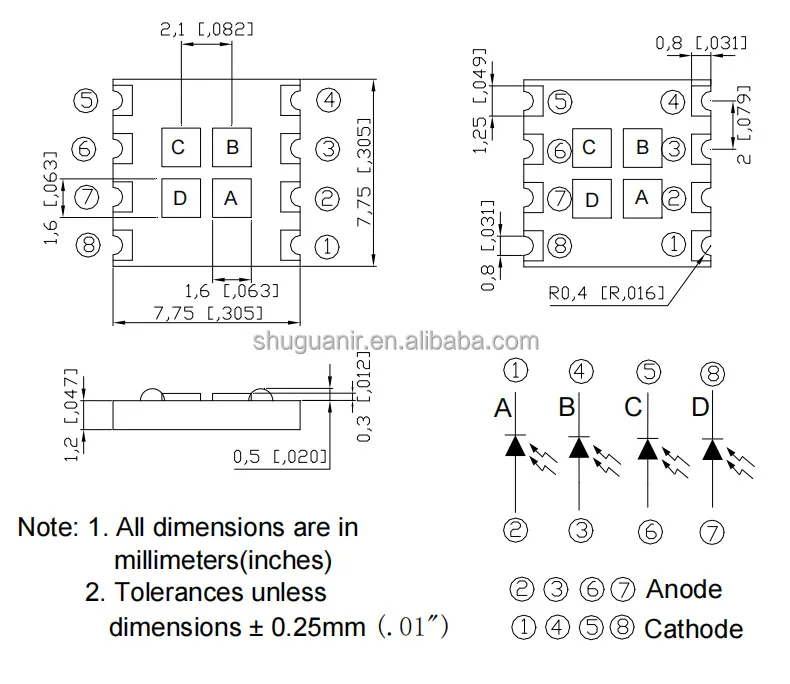 Four-quadrant Photodiode,Pda5928,Four Quadrant Optoelectronic Detection Sensor,Photodiode Array ...