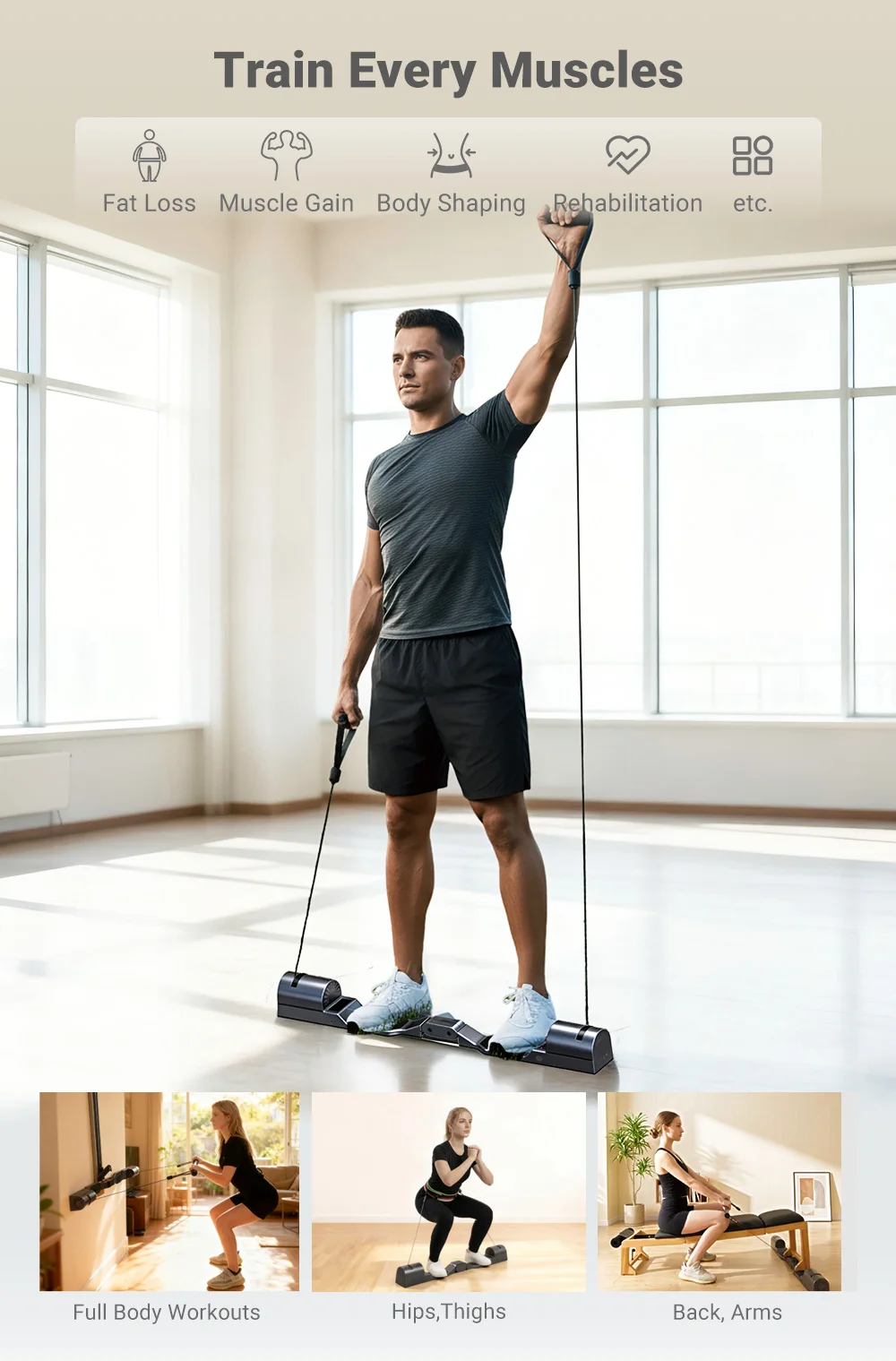 AM9 Smart Gym Equipment for Free Weights Workouts with Small Packing ...