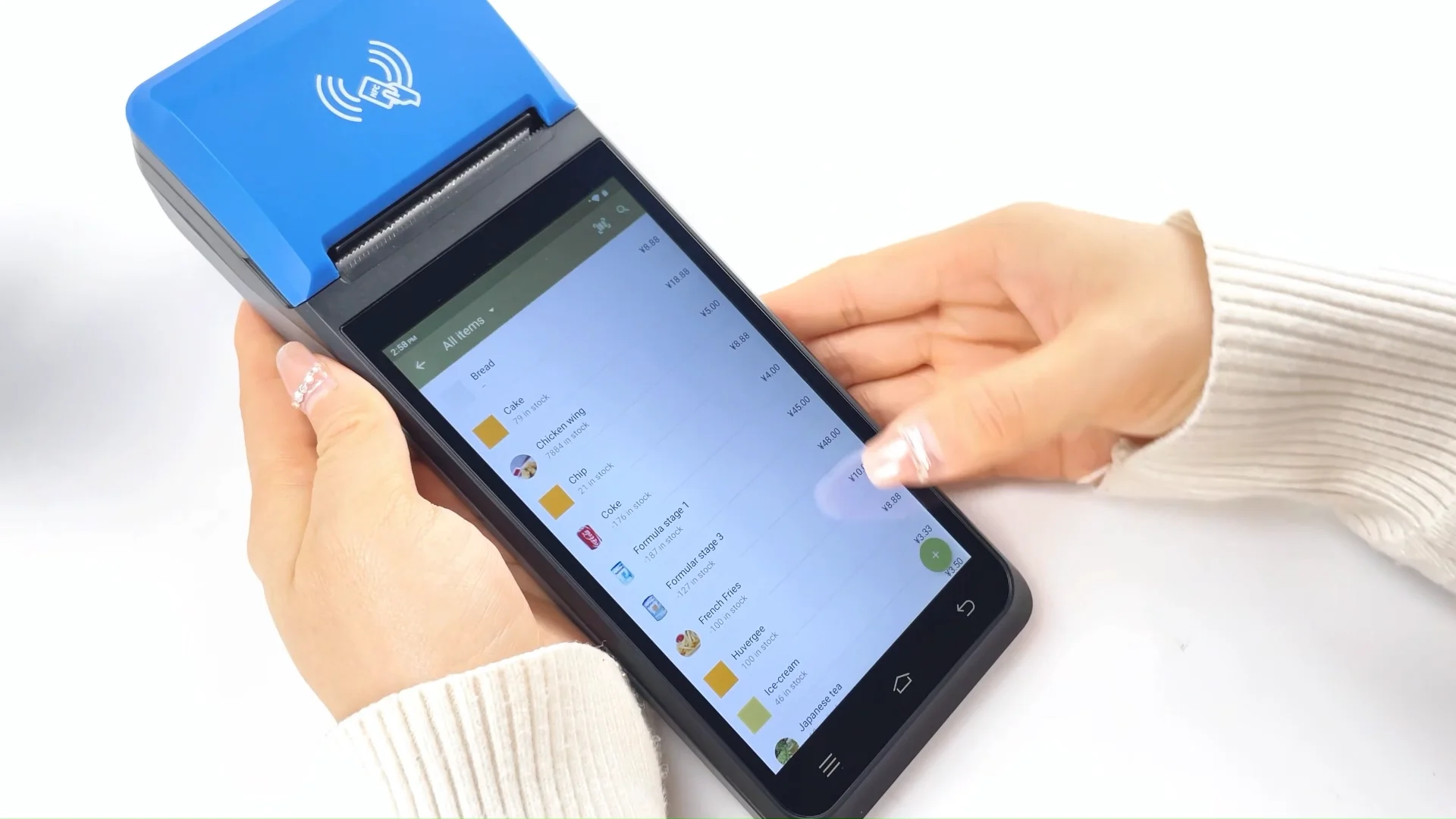 Fyj-f1 5.99'' 3g+16g Android Mobile Pos 90mm/s Handheld All In One Pos ...