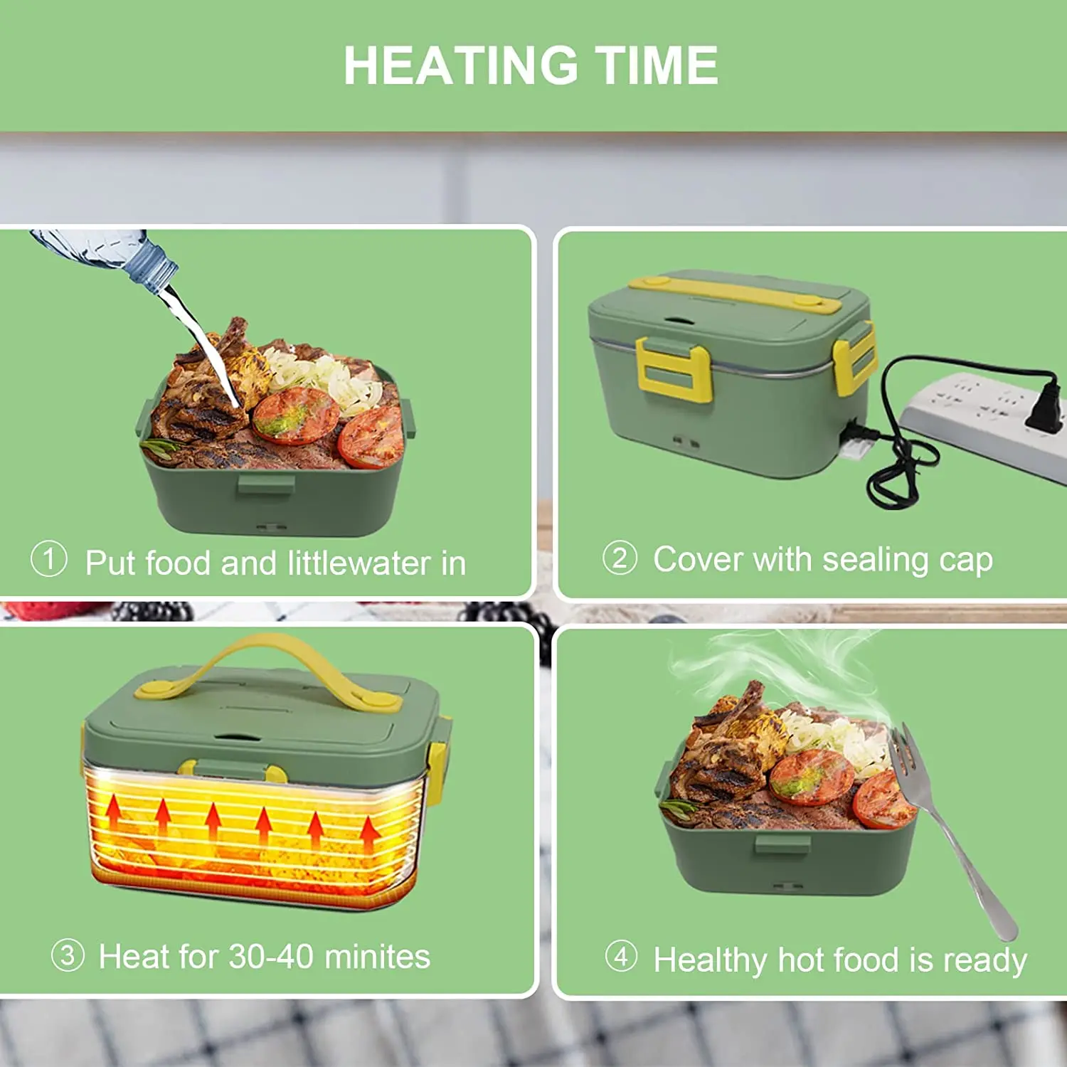 75w Electric Lunch Box Portable Food Warmer Heated Lunch Boxes For Car ...