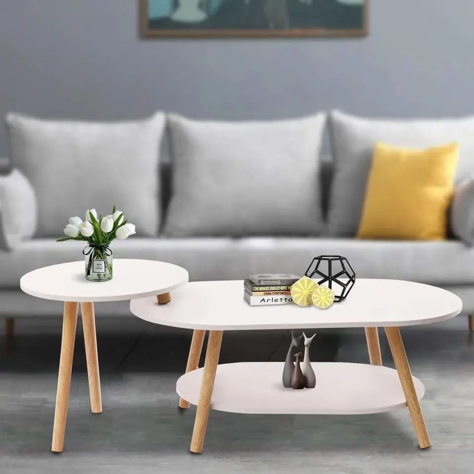 Modern Coffee Table - 2-in-1 Combination Set - Nested Sofa Side And End ...