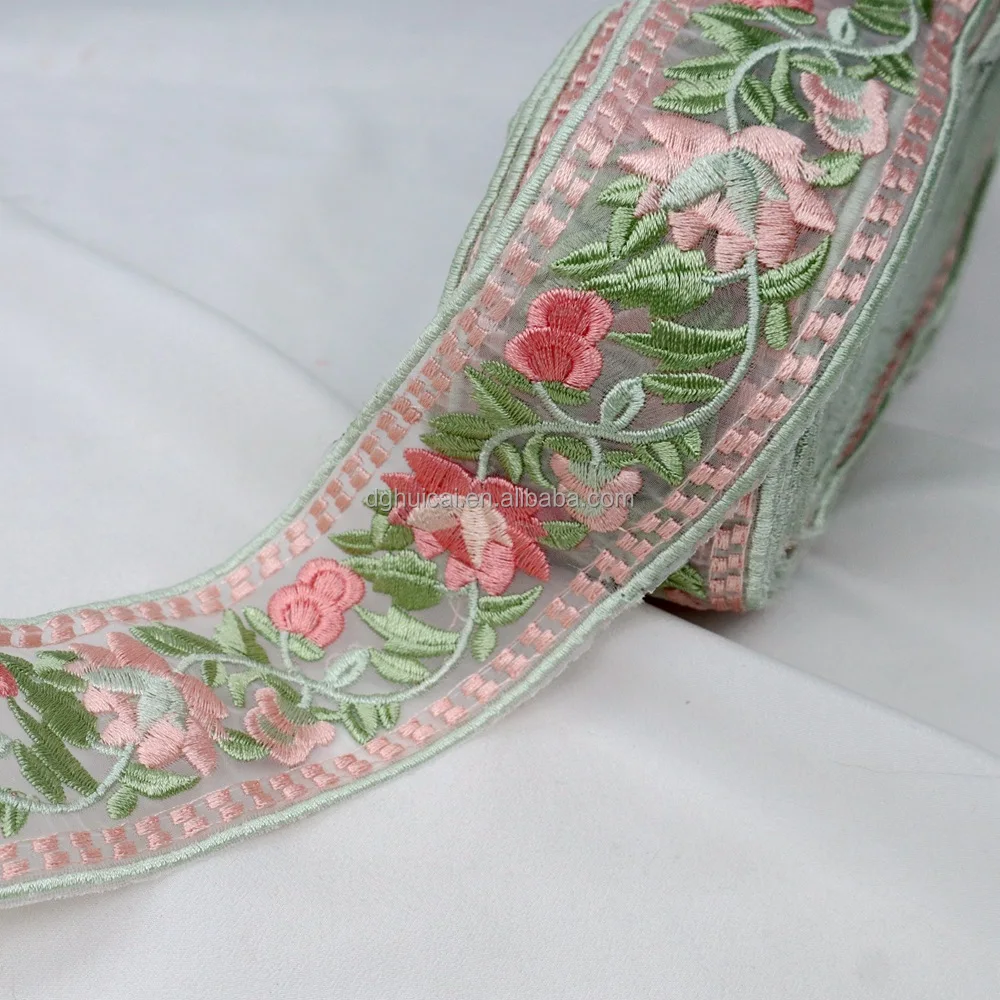 Diy Pocket Accessories Embroidered Fabric 5cm Embroidered Lace Ribbon ...