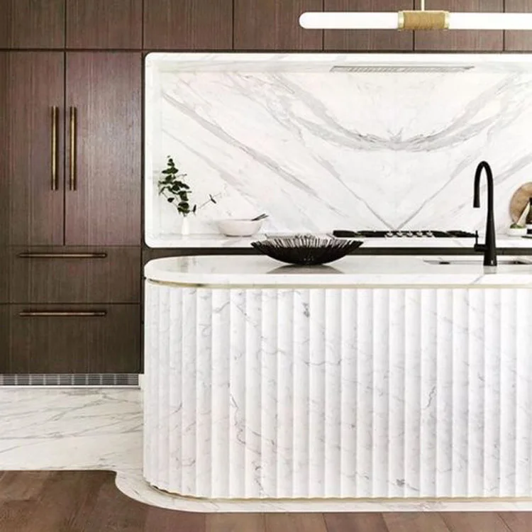 Interior Wall Outdoor Flute Marble Stone Round Flexible