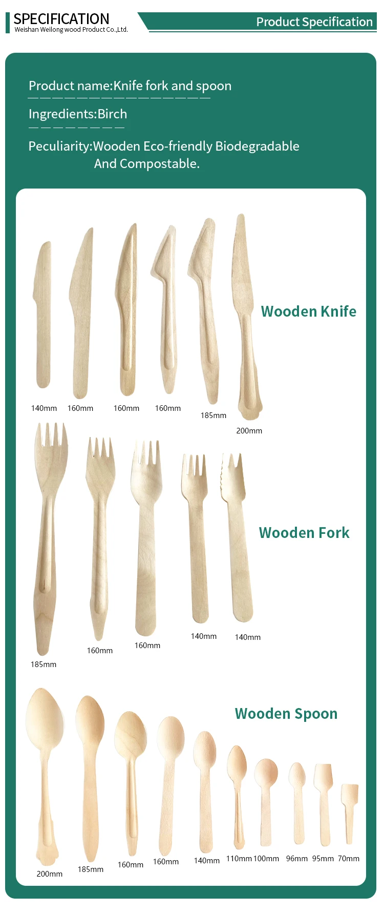 160mm Birch Disposable Wooden Knife Fork And Spoon Set In Kraft Paper ...