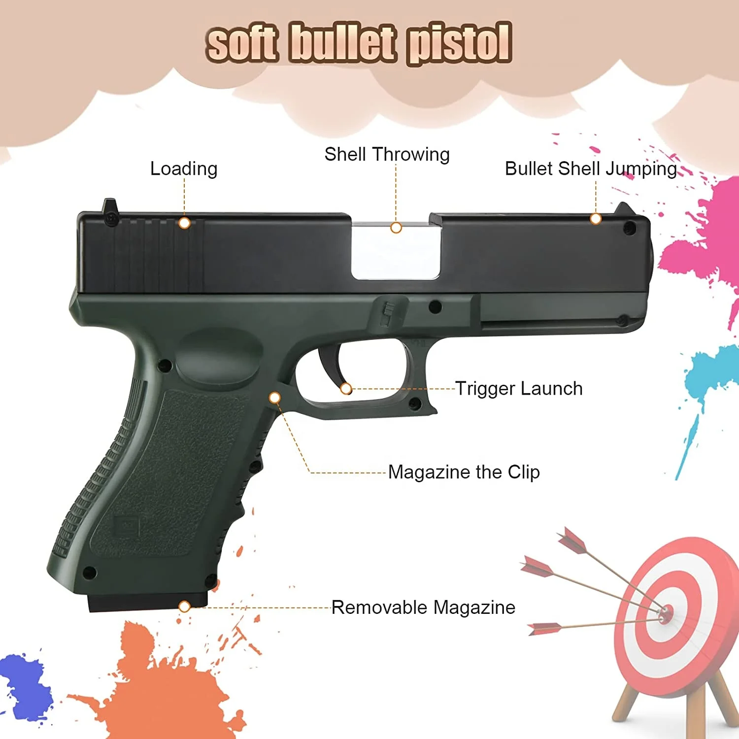 Shooting Game Toy Guns For Adults Kids Soft Bullet Blaster Gun Pistol ...