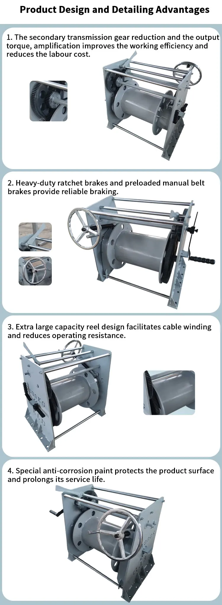 Manual Winch,2-ton Marine Traction Winch,Floating Bridge Fixed Heavy ...