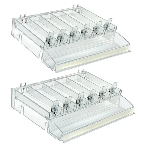 Acrylic Spring Shelf Pushers System - Adjustable & Versatile