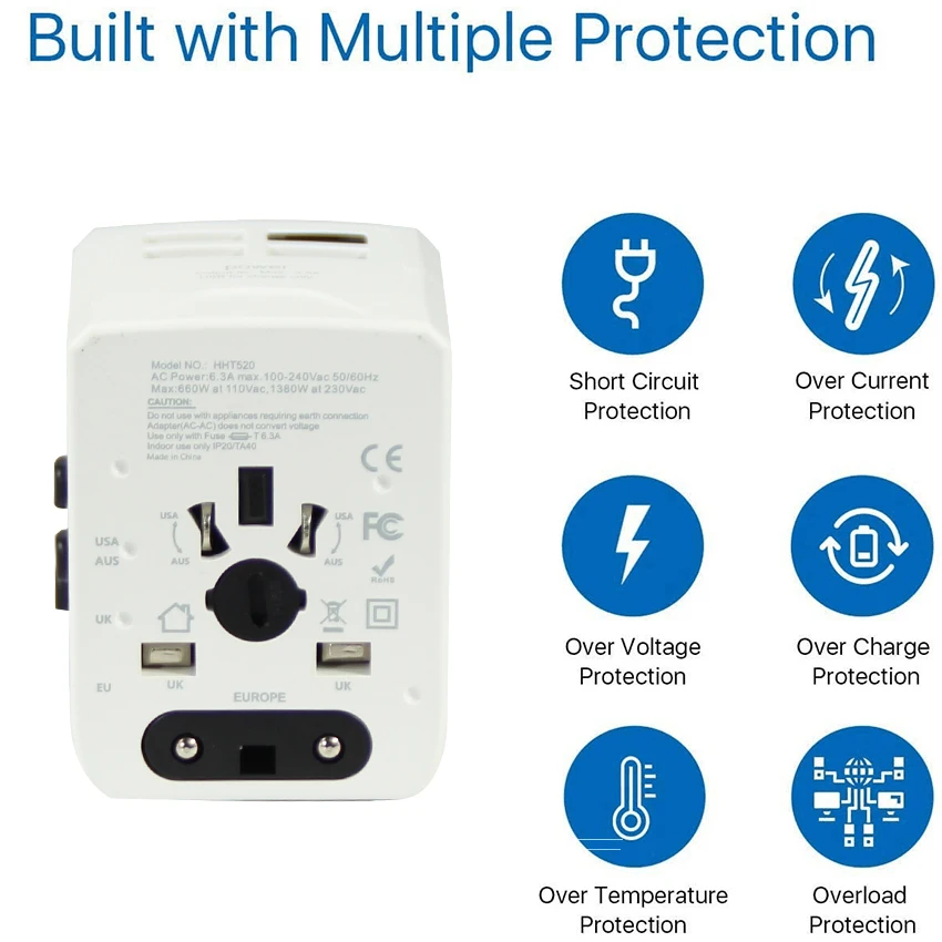 Thailand Usb Adaptor 2 Port World Canada To Europe Travel Adapter Plug ...