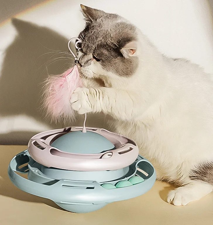 Scratcher 3 Level Tower Cat Track Toy Multi-function Interactive Two ...